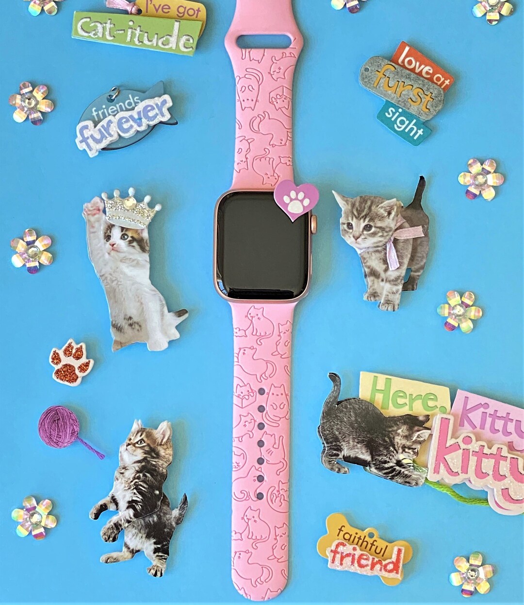 Cats Watch Band 38mm 40mm 41mm 42mm 44mm 45mm S/M M/L Series 1,2,3,4,5 ...