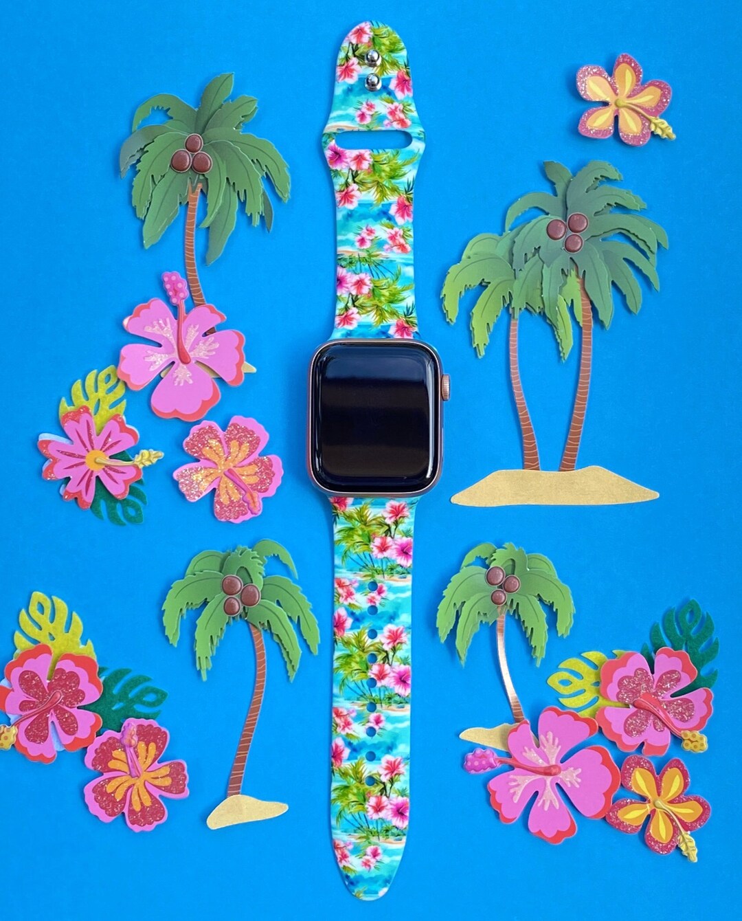 Tropical Paradise Watch Band 38mm 40mm 41mm 42mm 44mm 45mm S/M M/L ...