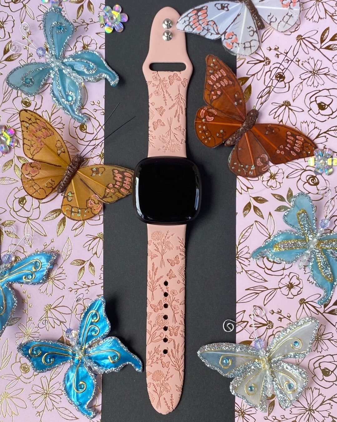 Wildflower and Butterflies Fitbit Versa 3,4/fitbit Versa Sense S/L ...