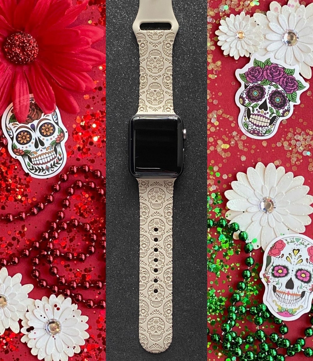 Sugar Skulls Watch Band 38mm 40mm 41mm 42mm 44mm 45mm S/M M/L Series 1 ...