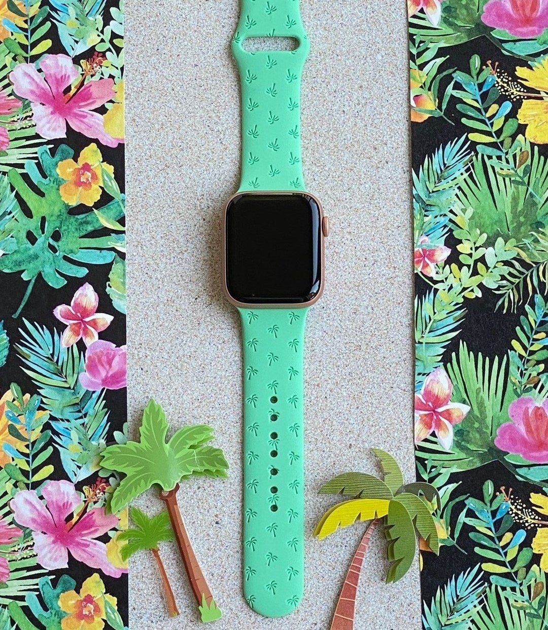 Palm Tree Watch Band 38mm 40mm 41mm 42mm 44mm 45mm S/M M/L Series 1,2,3 ...