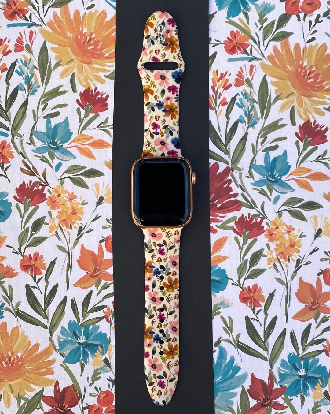 Floral Watch Band 38mm 40mm 41mm 42mm 44mm 45mm S/M M/L Series 1,2,3,4 ...