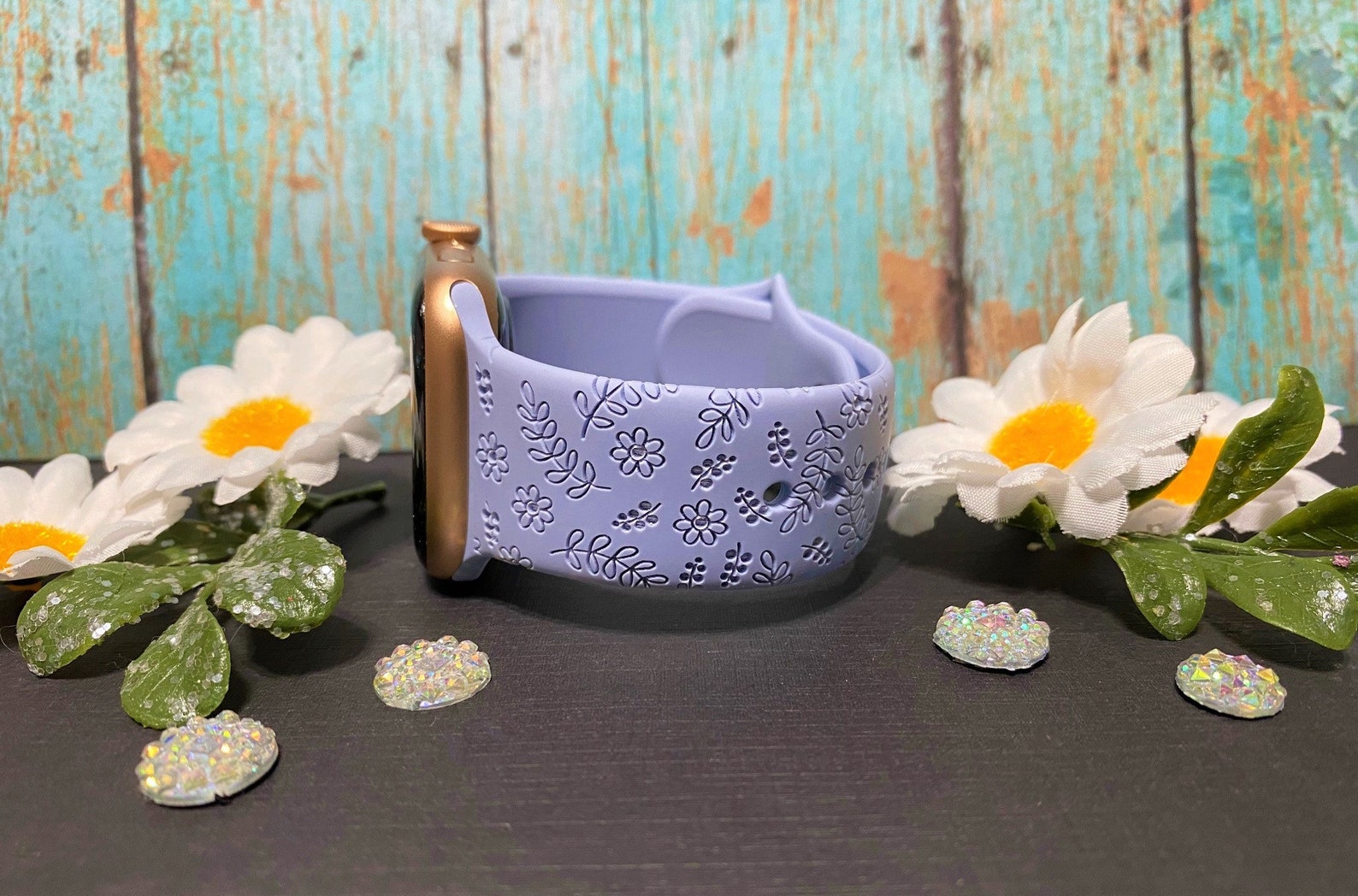 Flower and Leaves Watch Band 38mm 40mm 41mm 42mm 44mm 45mm S/M M/L ...