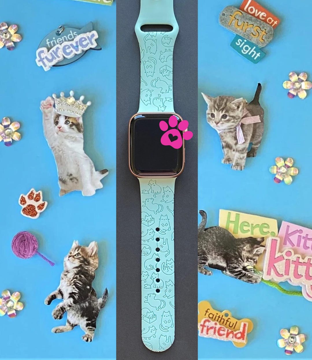 Cats Watch Band 38mm 40mm 41mm 42mm 44mm 45mm S/M M/L Series 1,2,3,4,5 ...