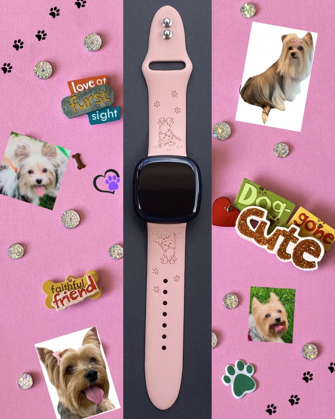 Dog Breed Fitbit Versa 3,4/fitbit Versa Sense S/L Silicone Engraved Dog ...