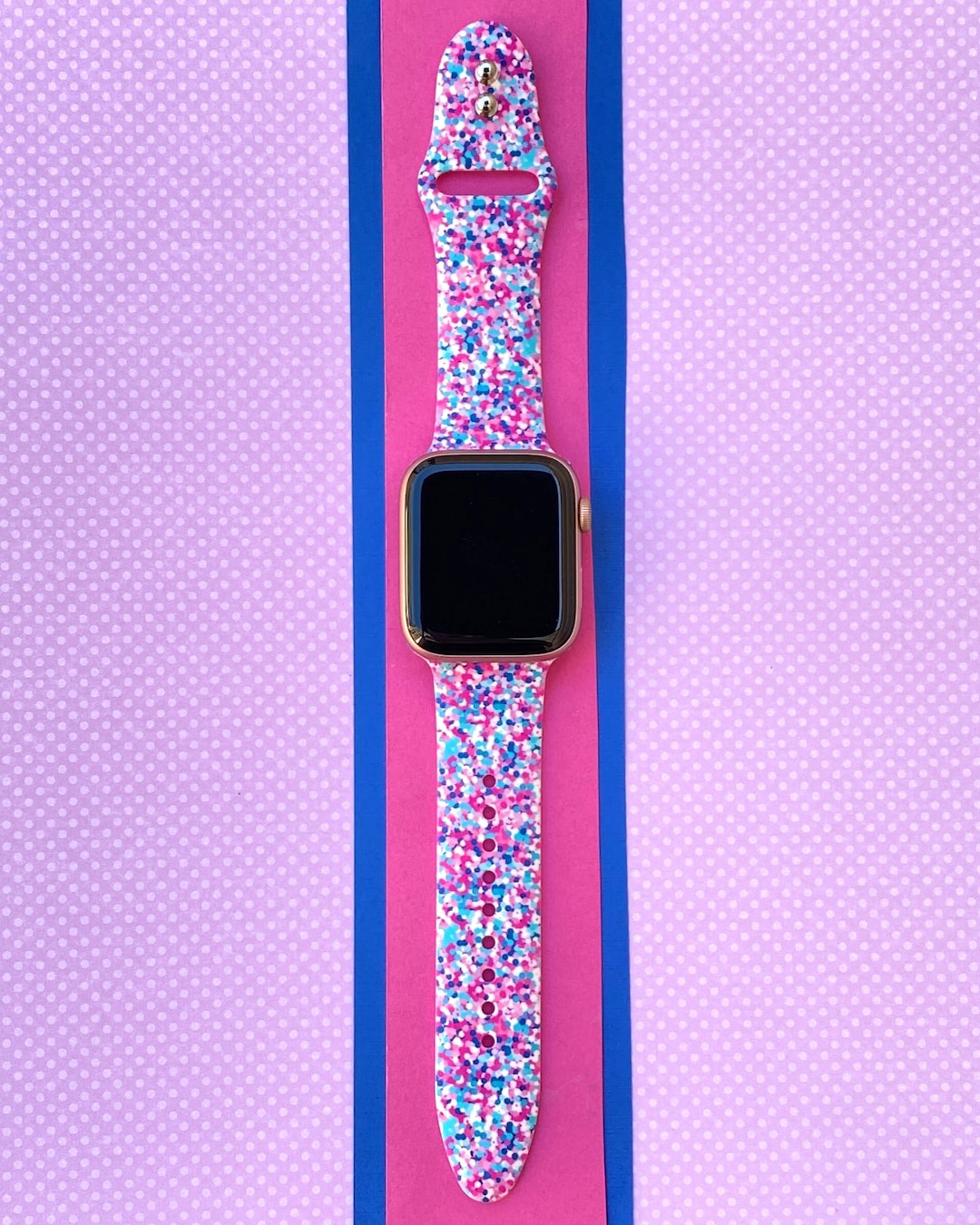 Pink and Blue Splatter Watch Band 38mm 40mm 41mm 42mm 44mm 45mm S/M M/L ...