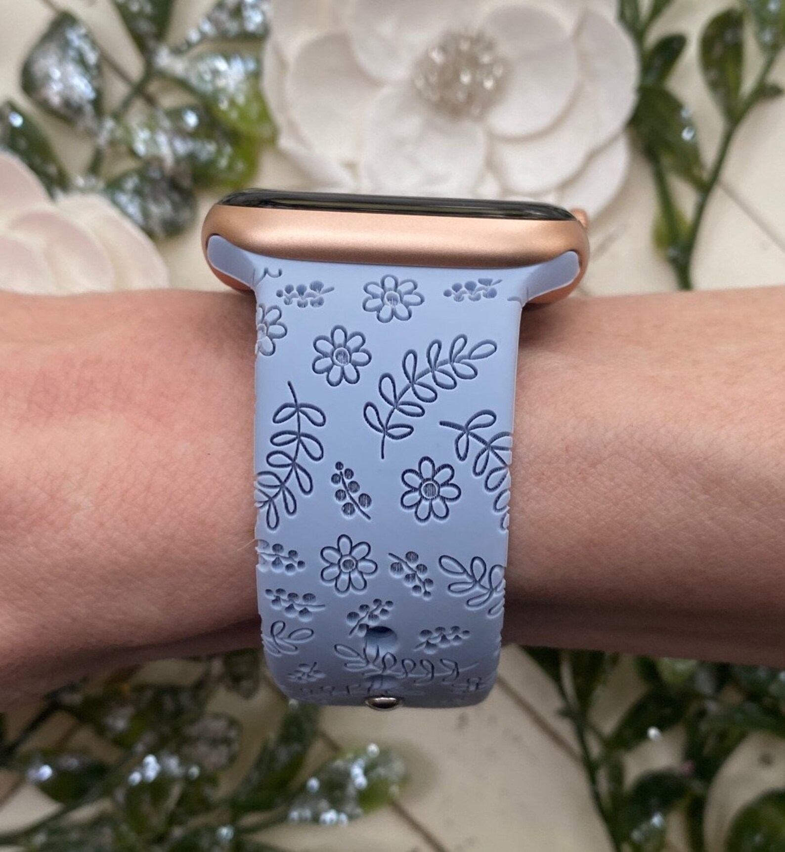 Flower and Leaves Watch Band 38mm 40mm 41mm 42mm 44mm 45mm S/M M/L ...