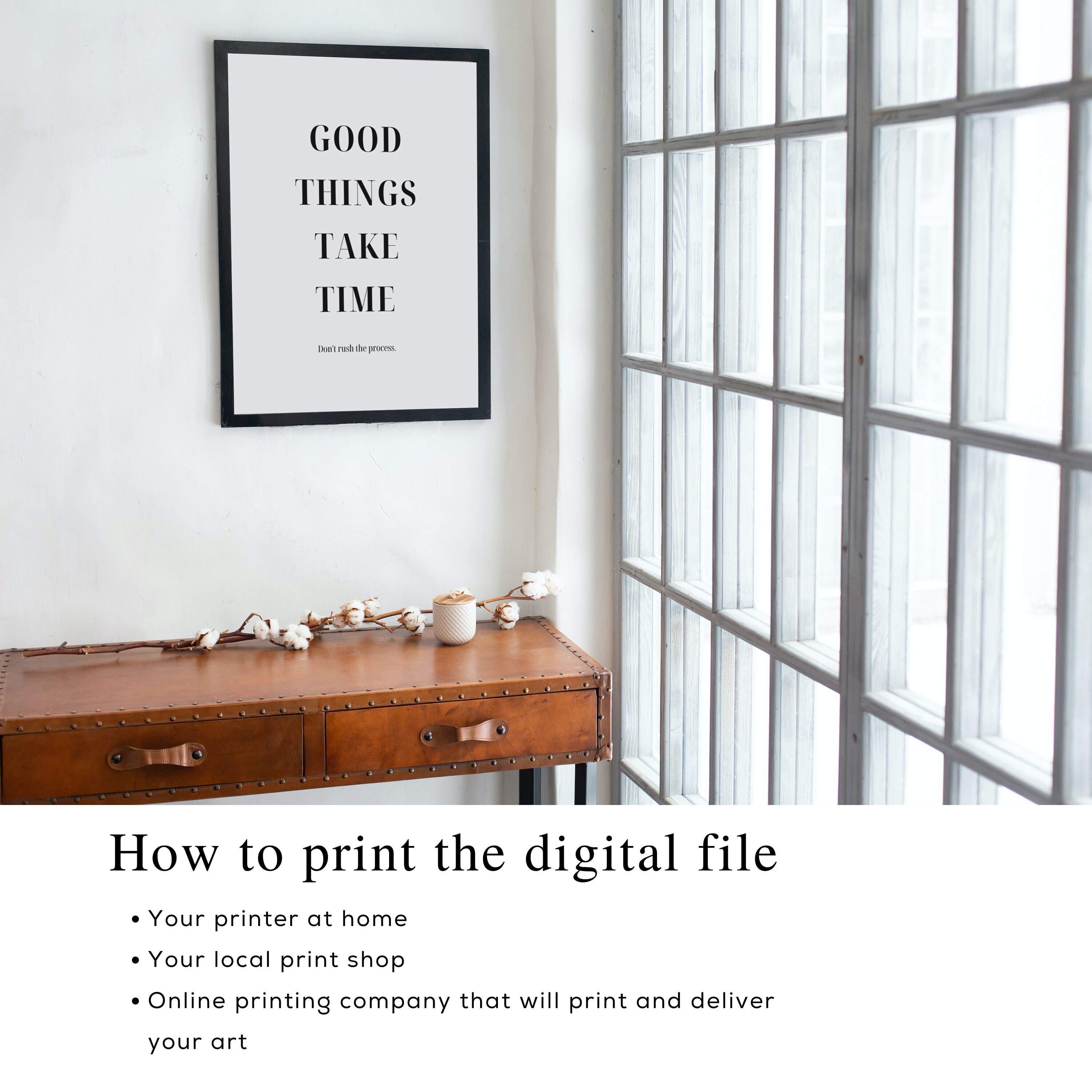 Good Things Take Time Print Inspirational Quotes Wall Art Printable ...