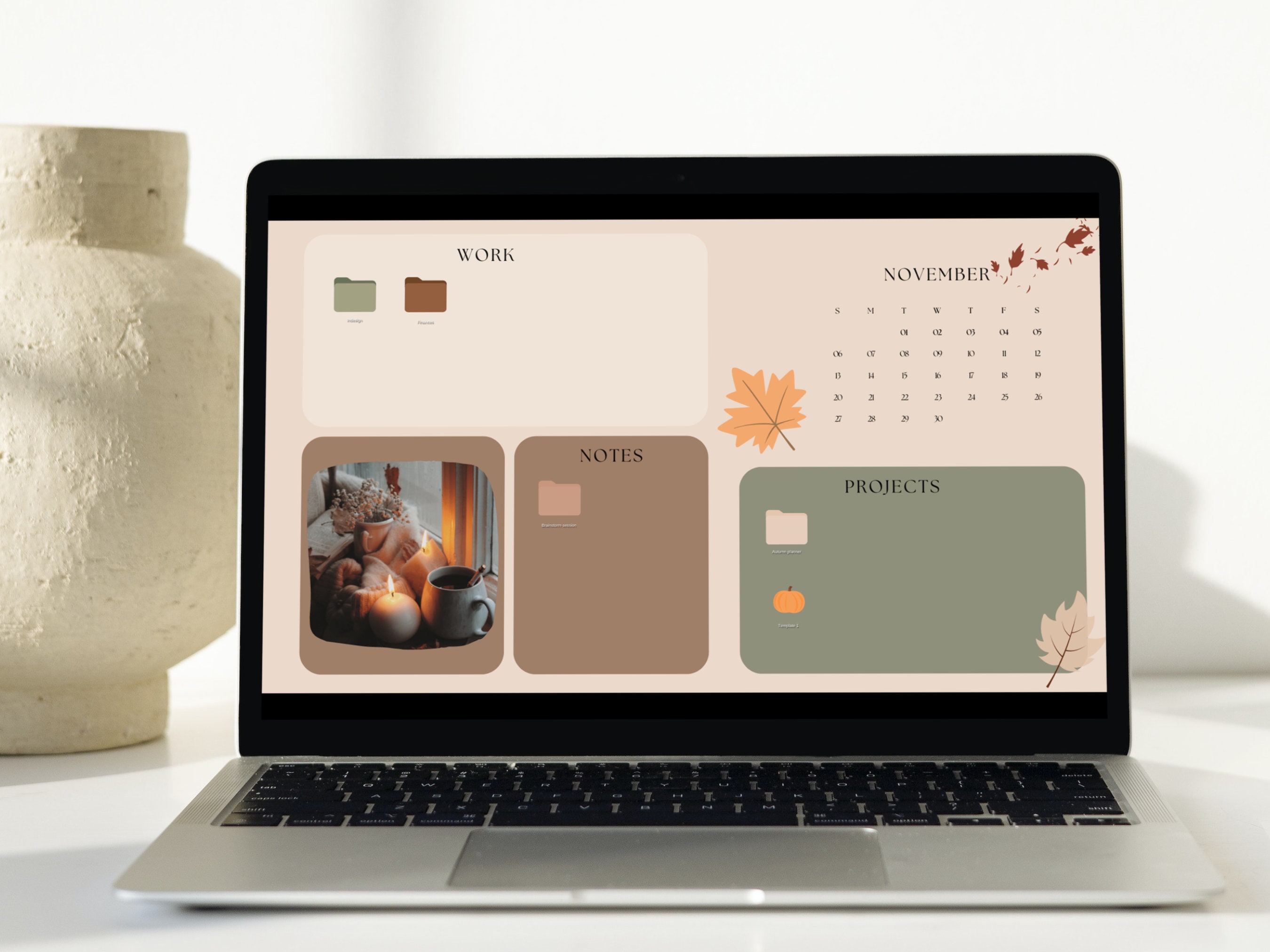 Fall Themed Desktop Organizer | EDITABLE | Calender Fall Season ...
