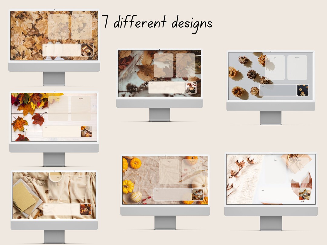 7 Fall Themed Desktop Wallpaper Organizers With Customized - Etsy
