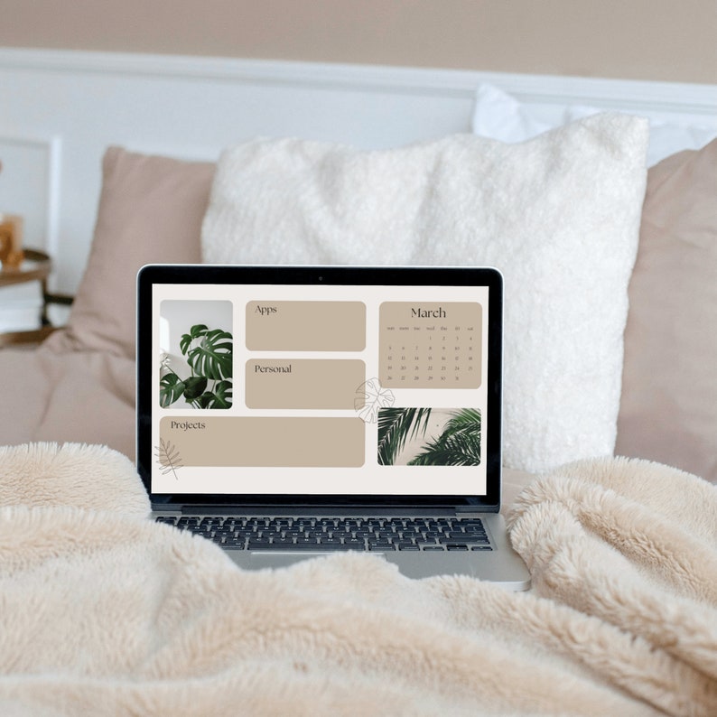 Plant Themed Desktop Wallpaper Organizer 2023 | Green | Aesthetic ...