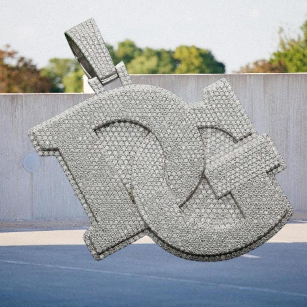 Custom Made Iced Out Letter DG Pendent 925 Sterling Silver, Hip Hop ...