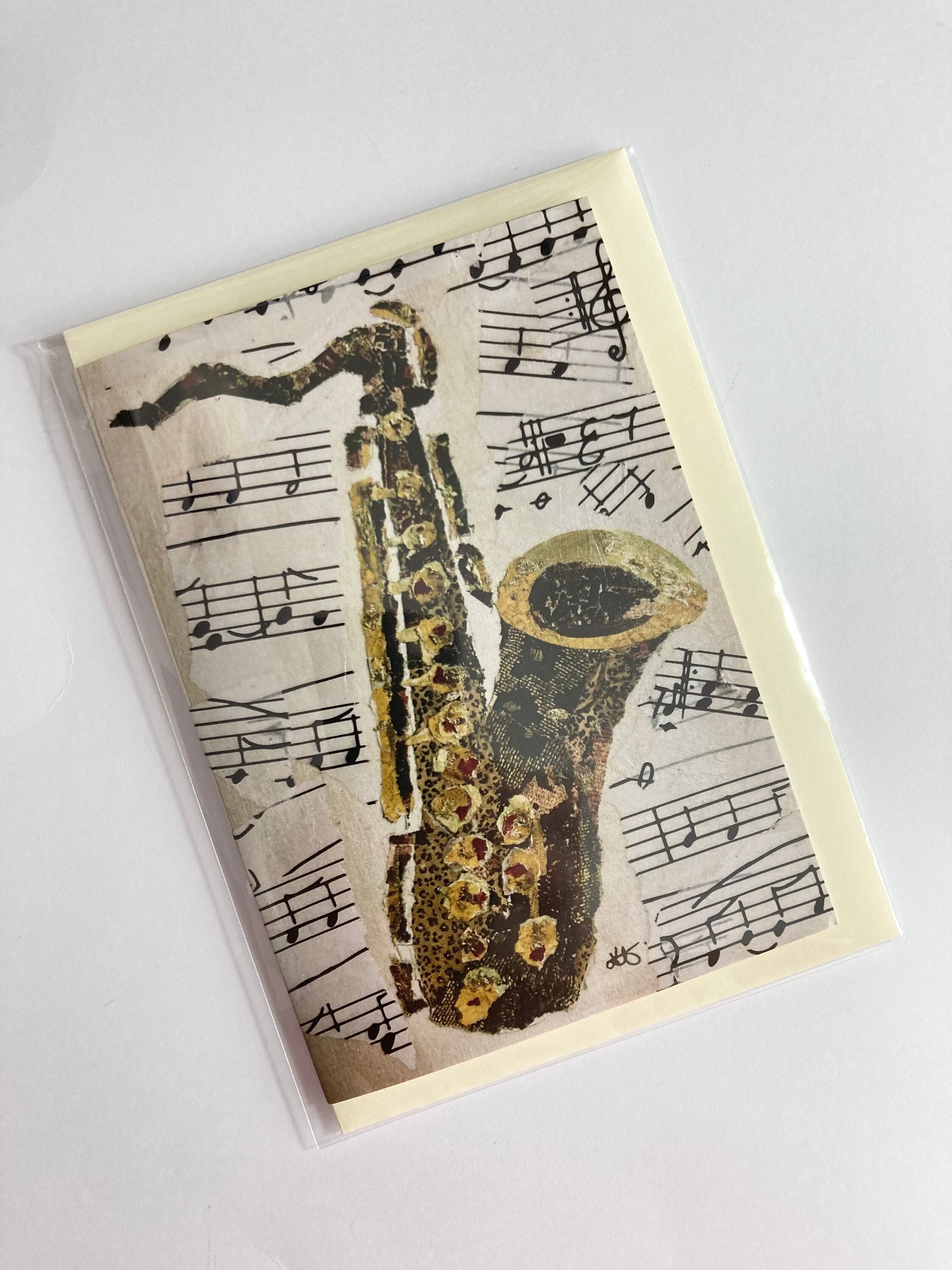 Vintage Sax Card Collage Design Saxophone Greetings Card - Etsy