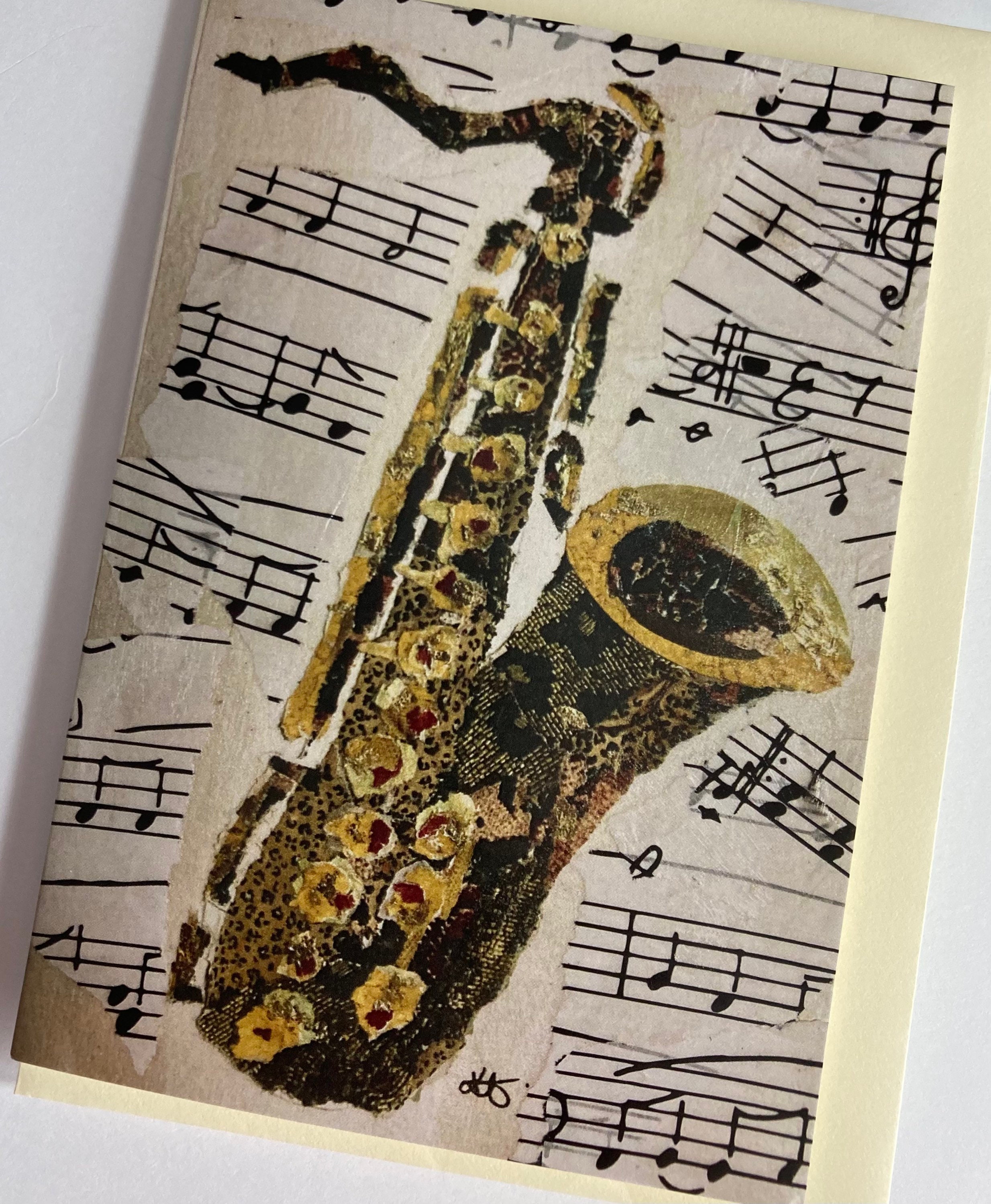 Vintage Sax Card Collage Design Saxophone Greetings Card - Etsy