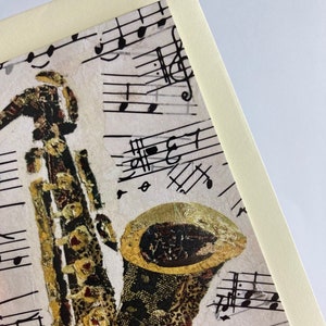 Vintage Sax- Card - Collage Design Saxophone Greetings Card - Etsy