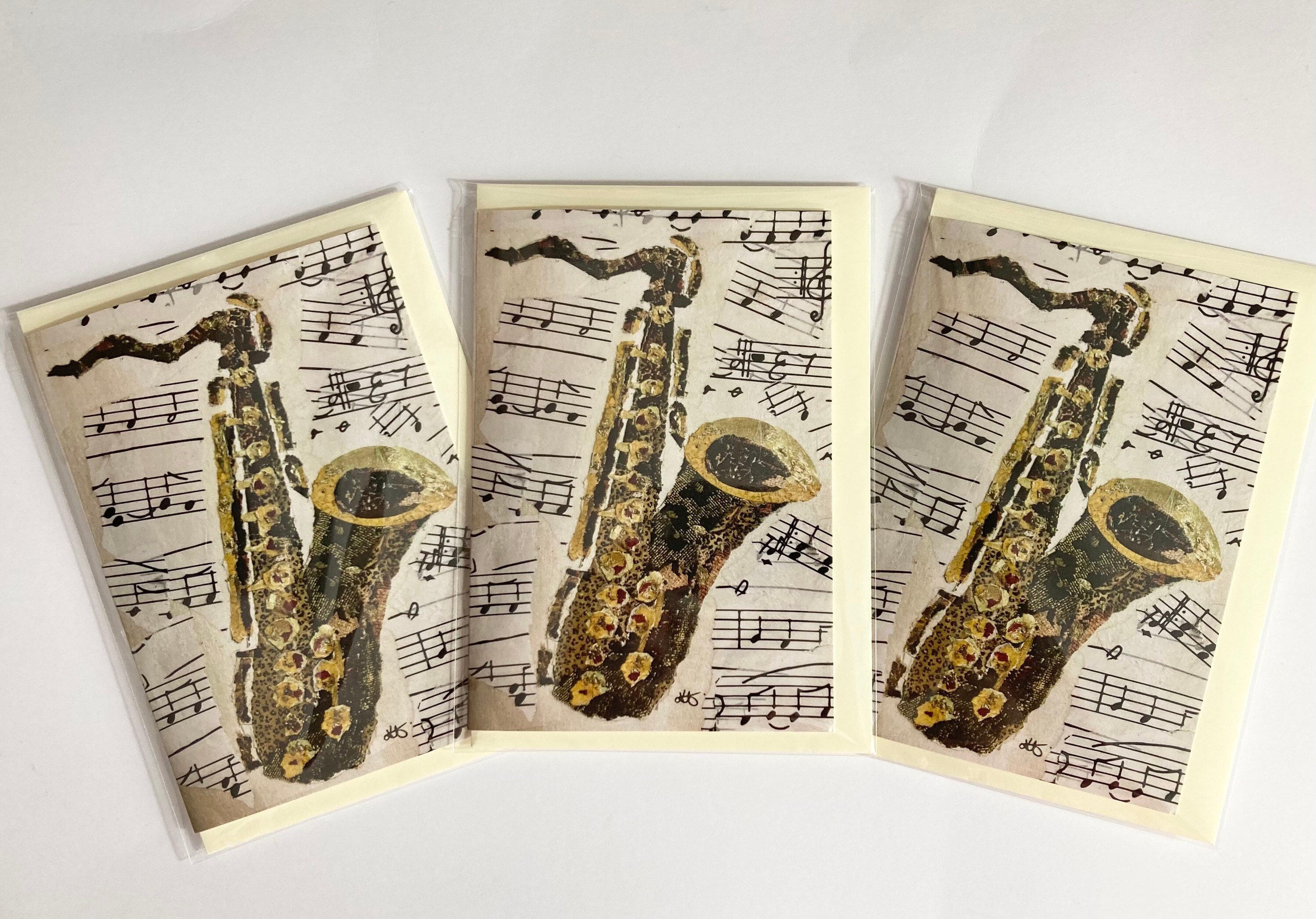 Vintage Sax Card Collage Design Saxophone Greetings Card - Etsy