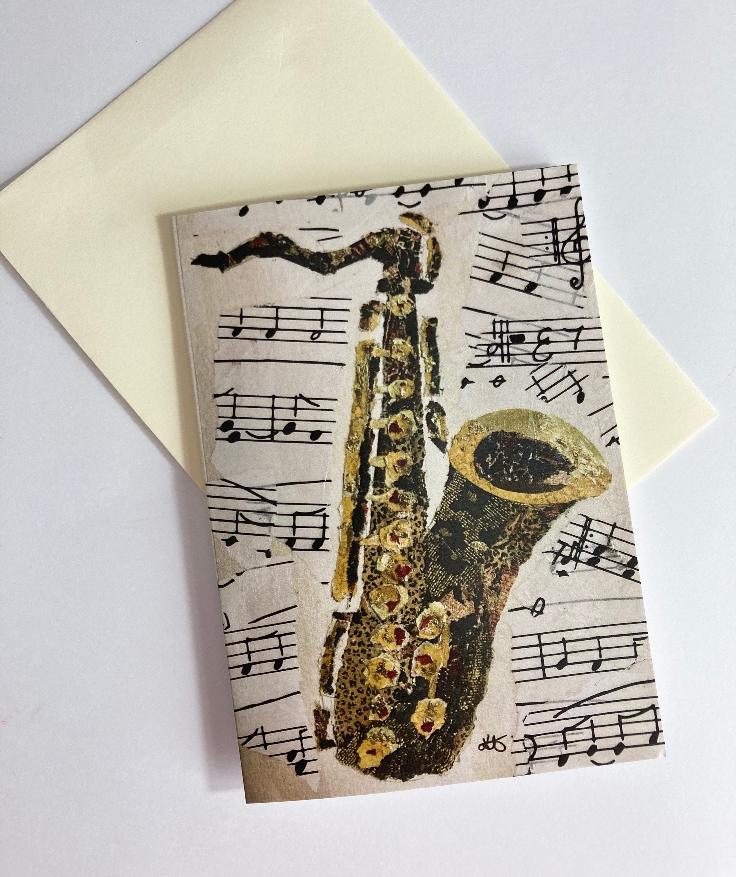 Vintage Sax Card Collage Design Saxophone Greetings Card - Etsy