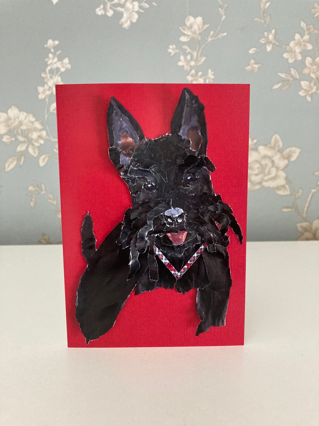 Greeting Card - Scottie Dog Paper Collage Design - Etsy