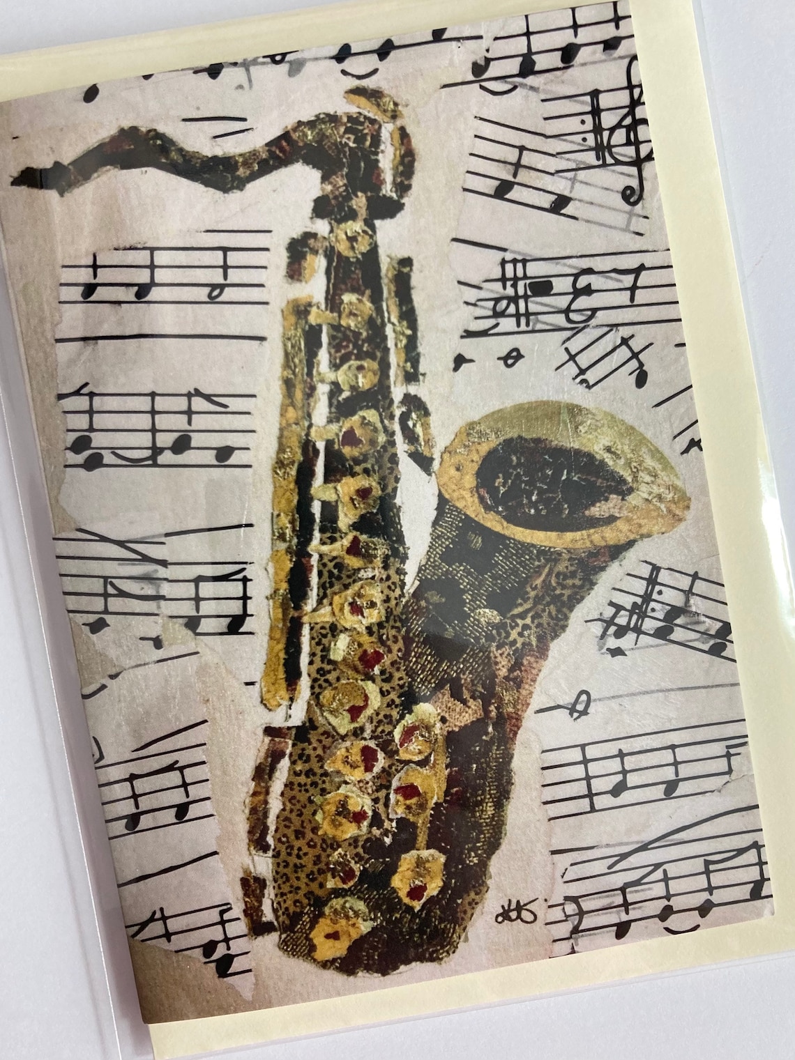 Vintage Sax Card Collage Design Saxophone Greetings Card - Etsy