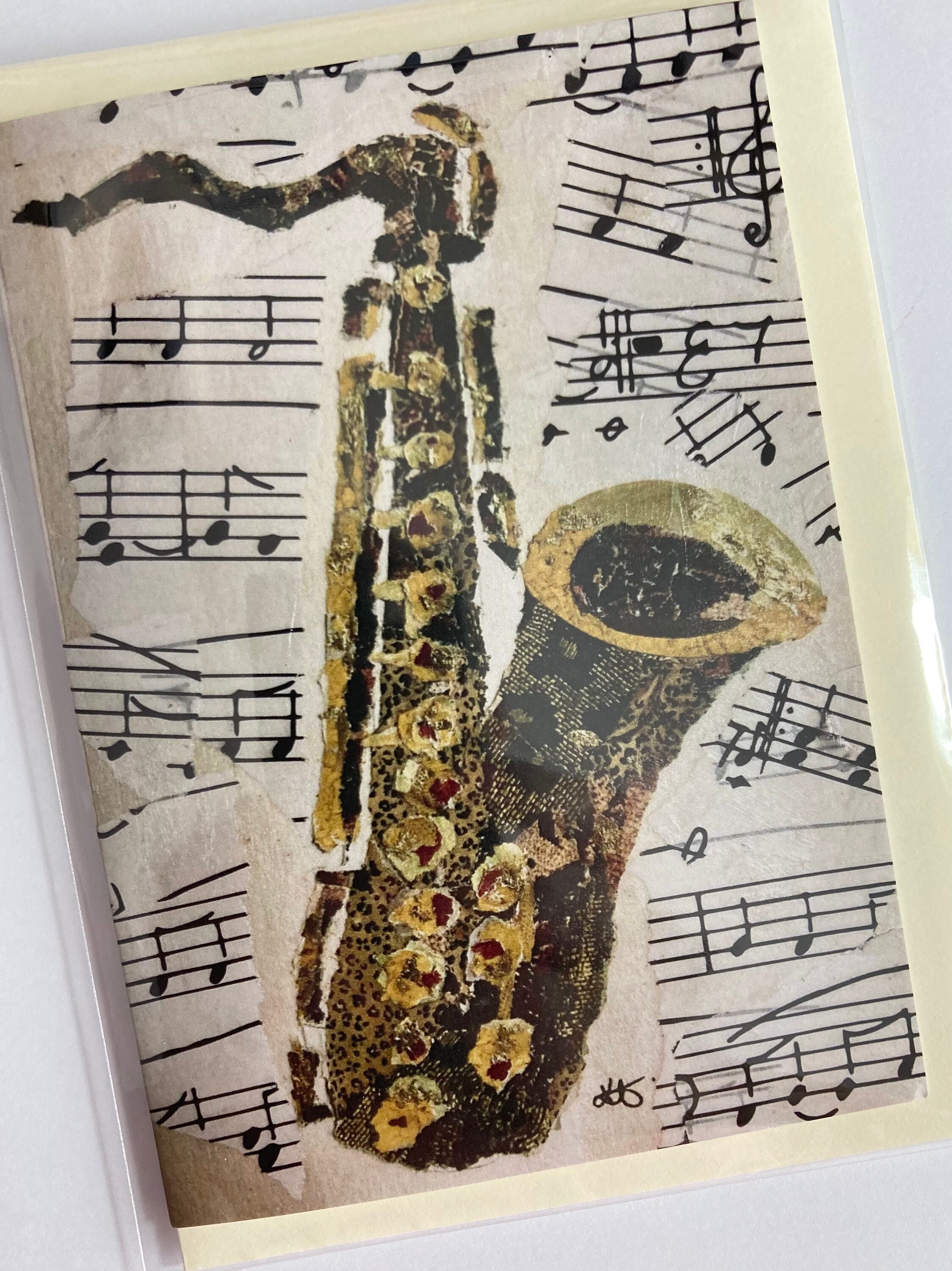 Vintage Sax- Card - Collage Design Saxophone Greetings Card - Etsy