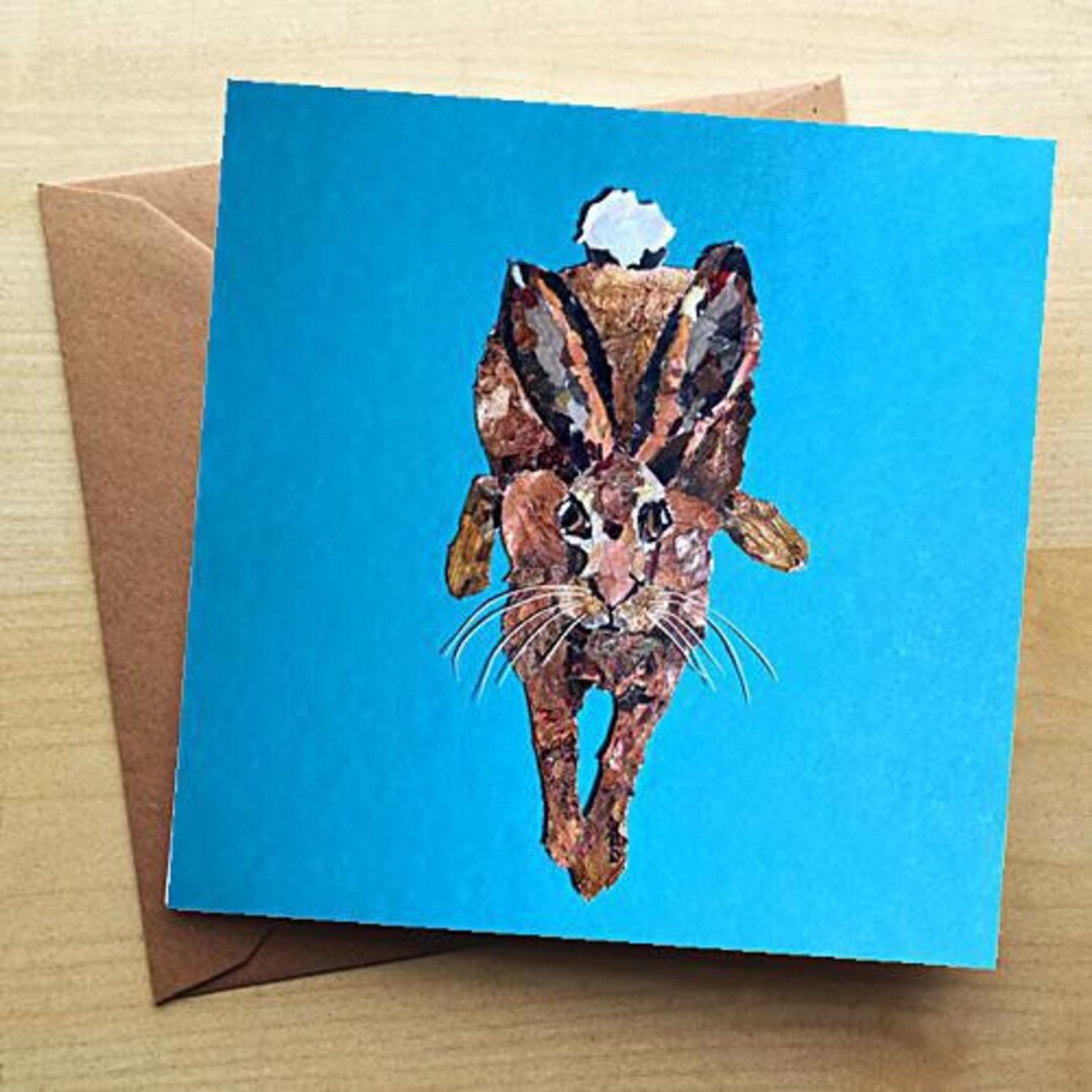 March Hare Collage Design Card - Etsy