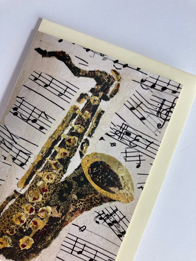 Vintage Sax- Card - Collage Design Saxophone Greetings Card - Etsy