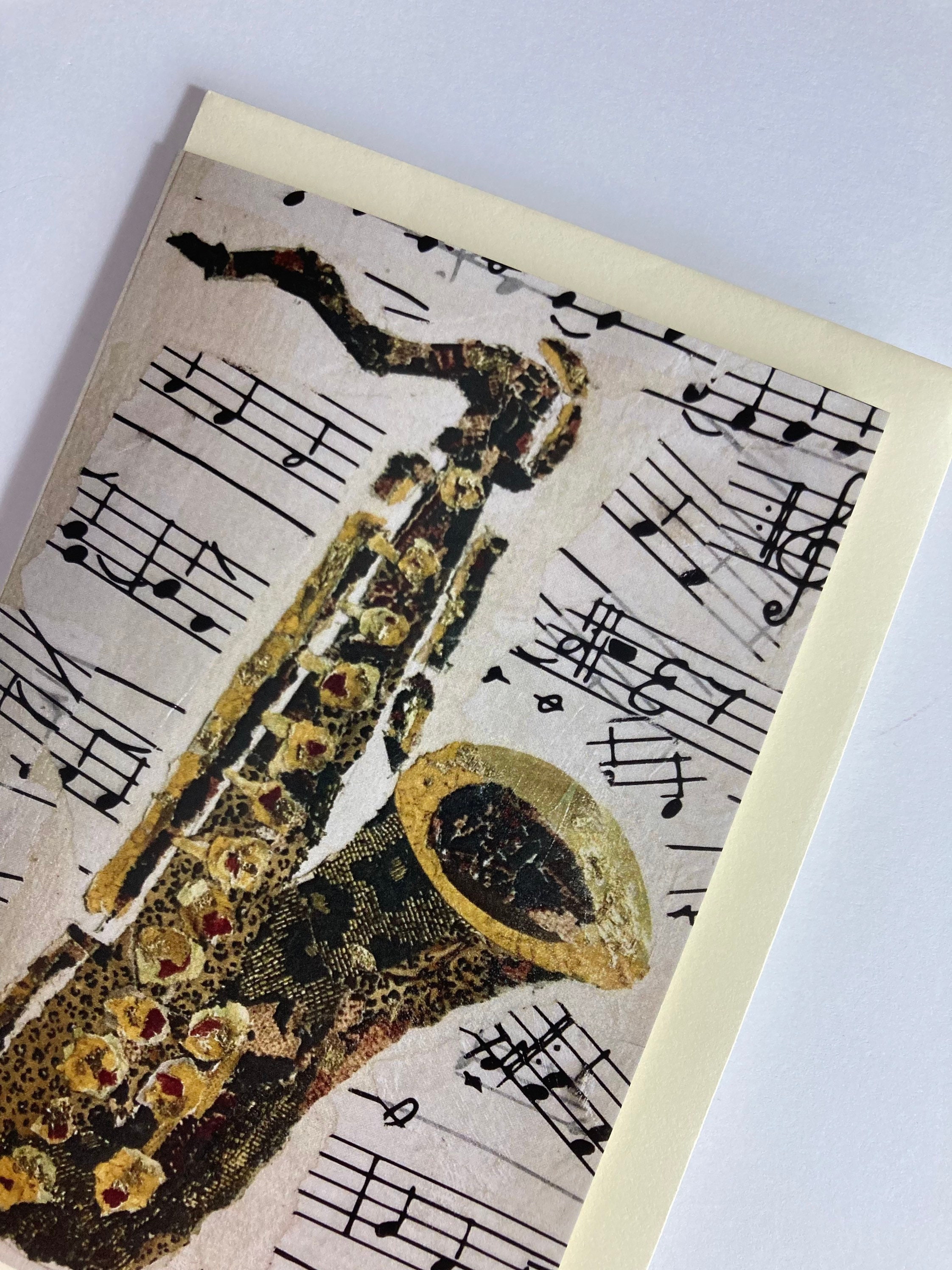 Vintage Sax Card Collage Design Saxophone Greetings Card - Etsy
