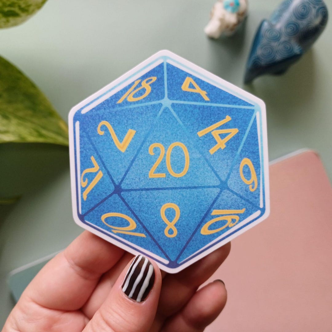D20 Dice Die Cut Laminated Vinyl Sticker - Etsy