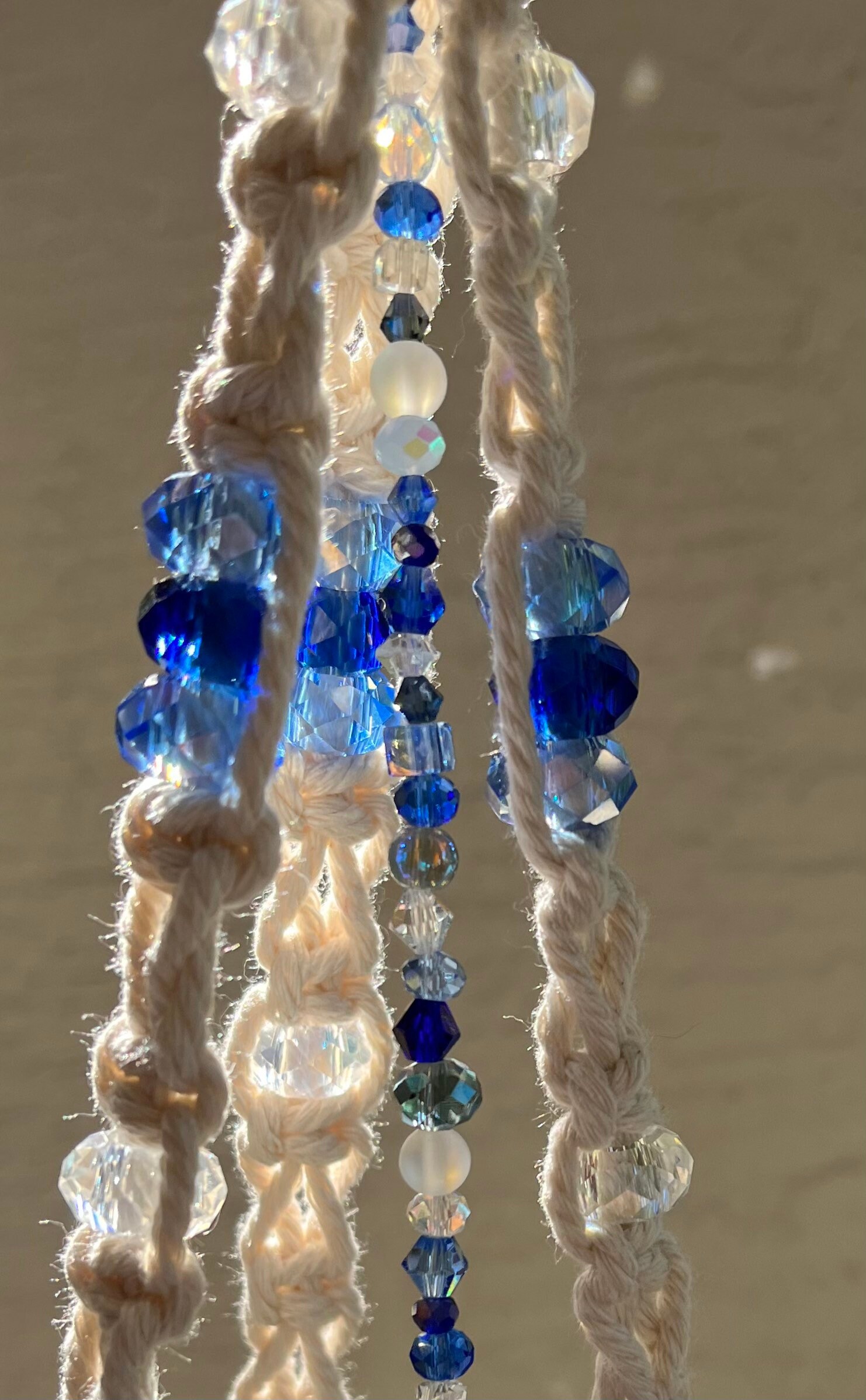 Blue Moon Crystal Macrame Plant Hanger - Etsy