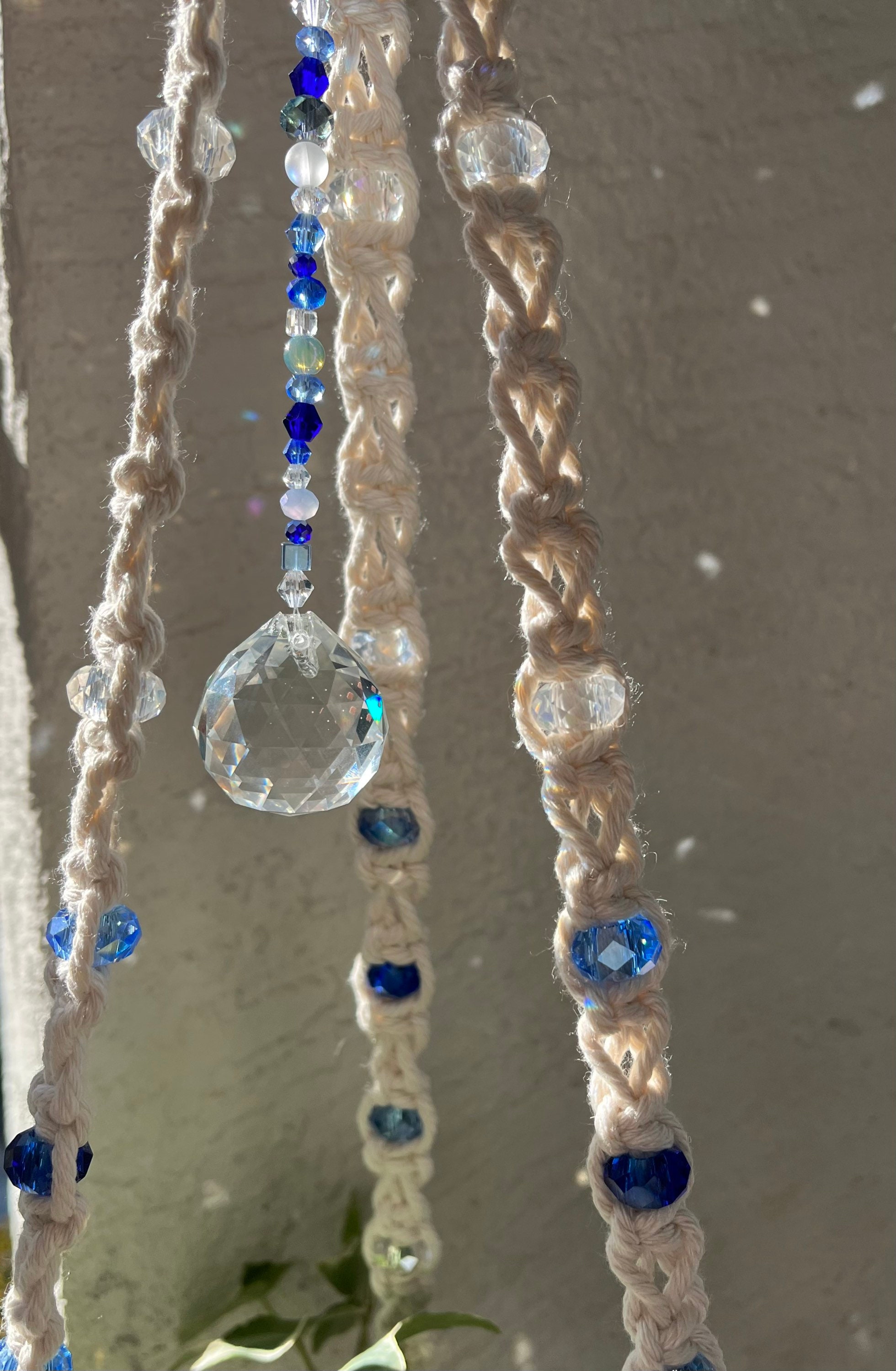 Blue Moon Crystal Macrame Plant Hanger - Etsy