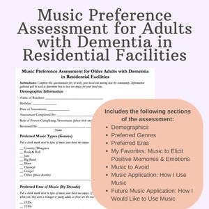 Music Preference Assessment for Older Adults With Dementia & Related ...