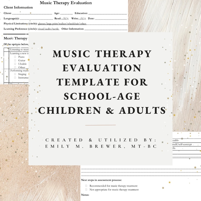 Music Therapy Evaluation Template for School-age Children and Adults - Etsy