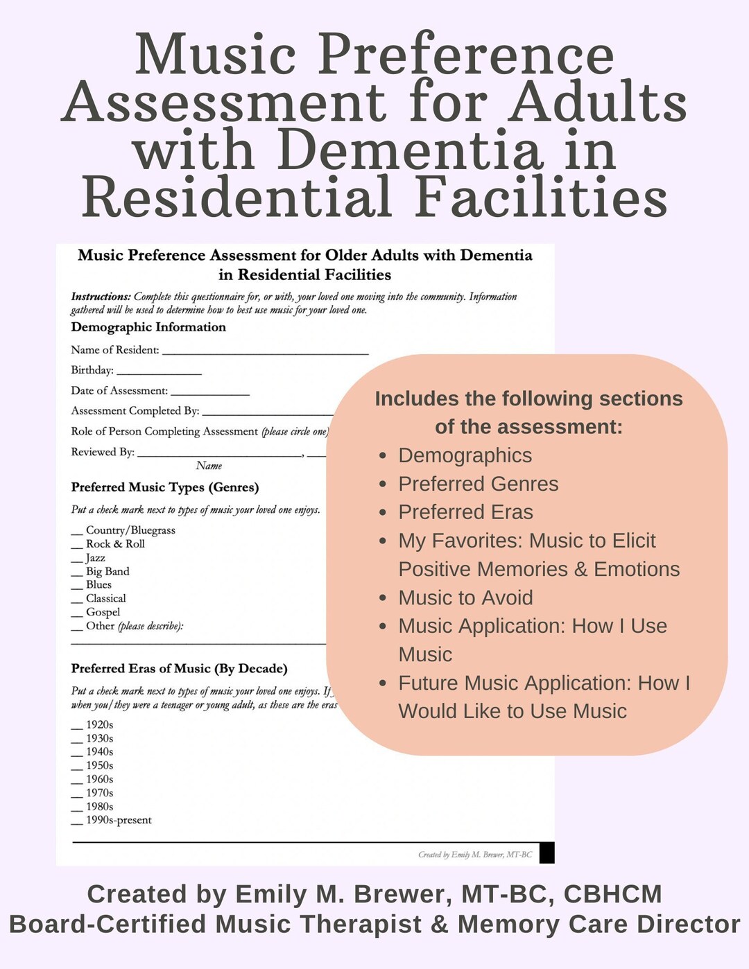 Music Preference Assessment for Older Adults With Dementia & Related ...