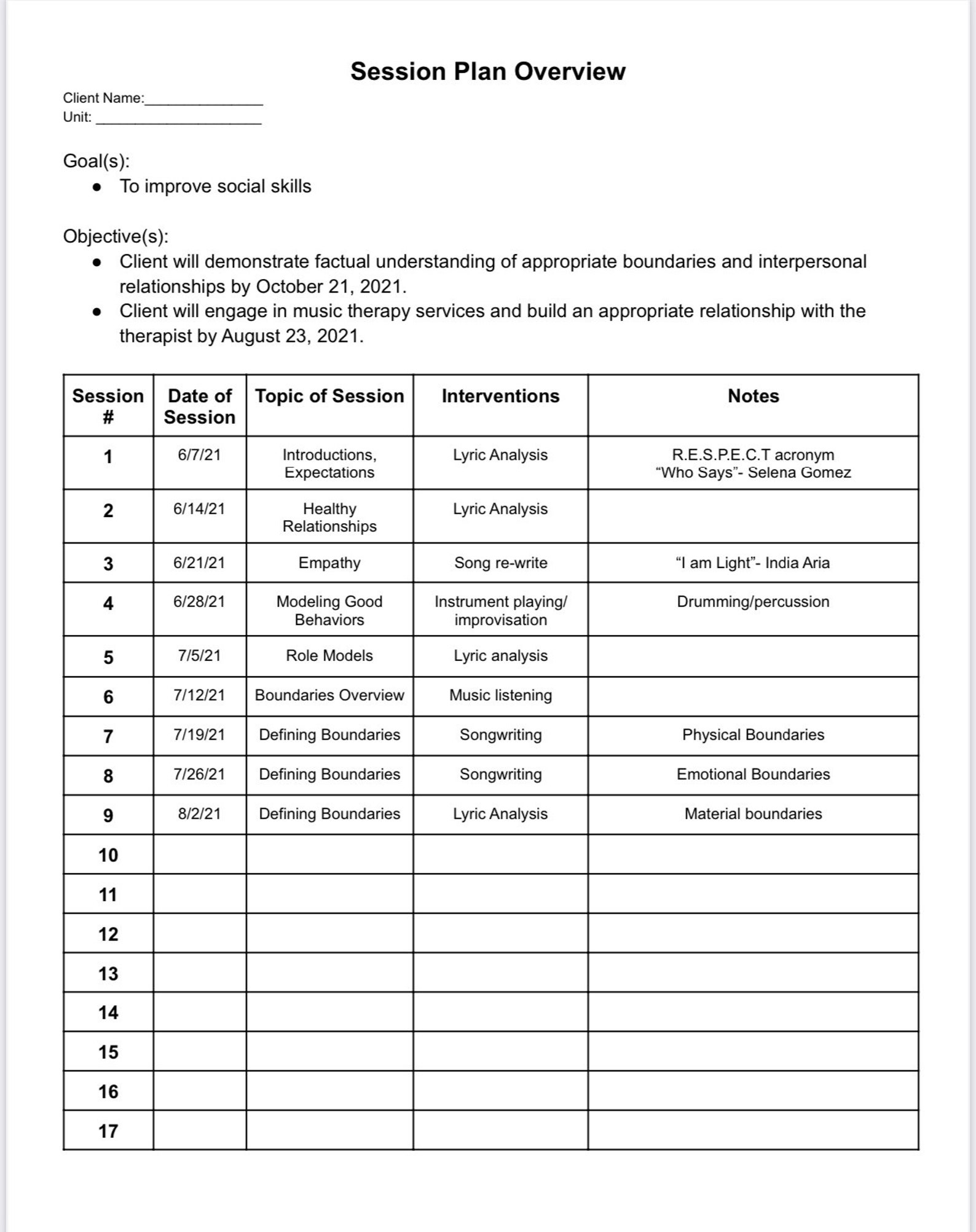 Session Plan Session Plan Overview and Post-session - Etsy Canada
