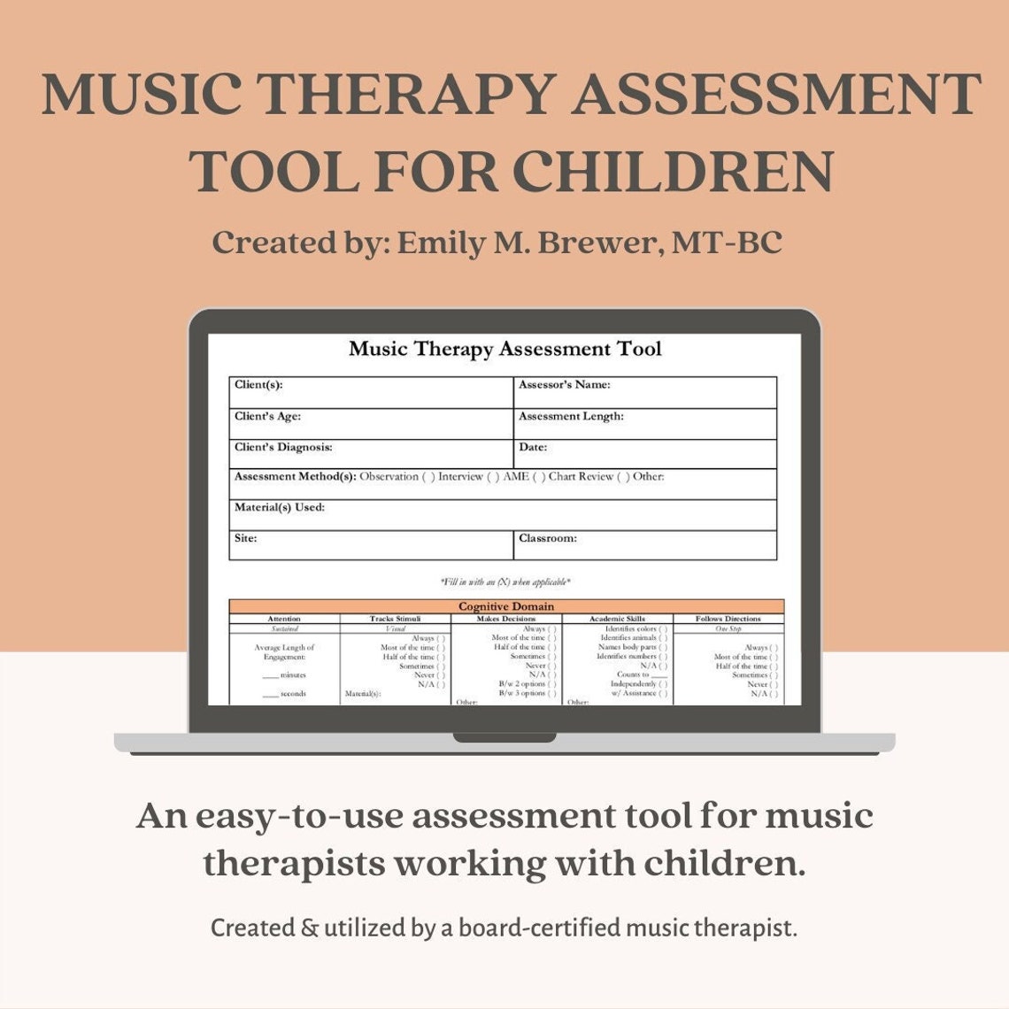 Music Therapy Assessment Tool Template for Children - Etsy