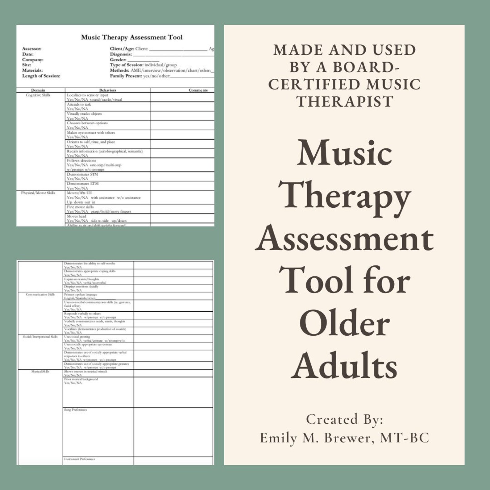 Music Therapy Assessment Tool for Older Adults - Etsy