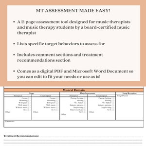 Music Therapy Assessment Tool Template for Children - Etsy