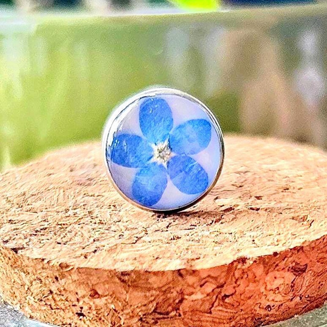 Handmade Forget Me Not Real Pressed Flower Pin Badge Brooch, Something ...