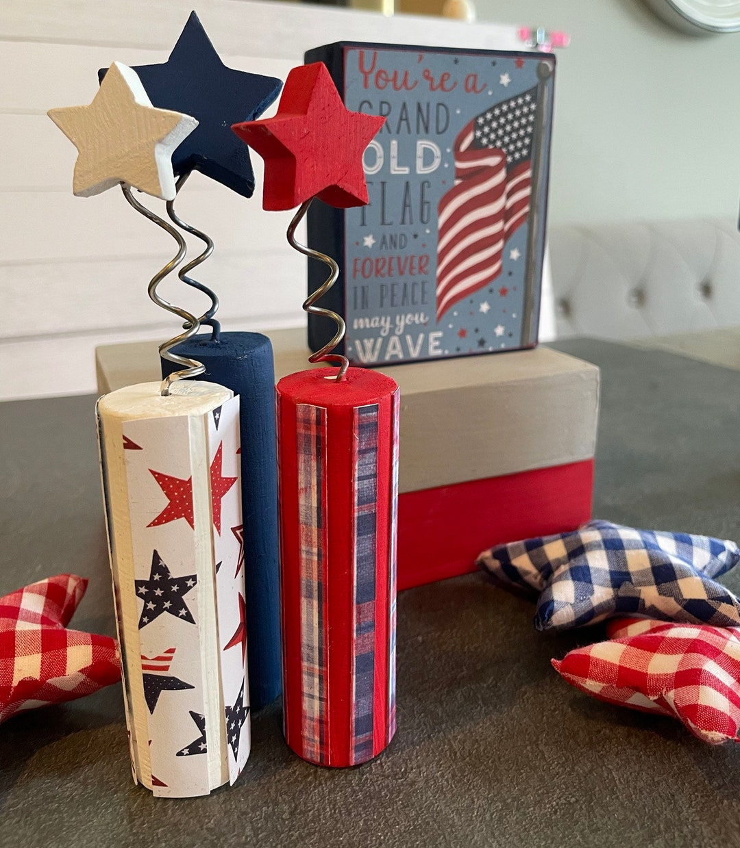 Firecrackers Wood Decor Entryway or Mantel Decor for Independence Day ...