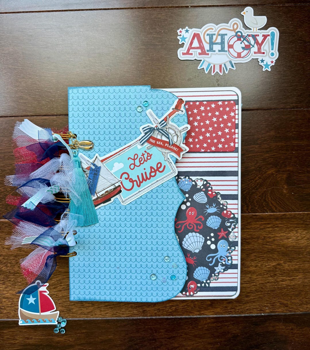 Nautical Vacation Scrapbook Album – Handmade 8x10 Maritime Memory Book ...