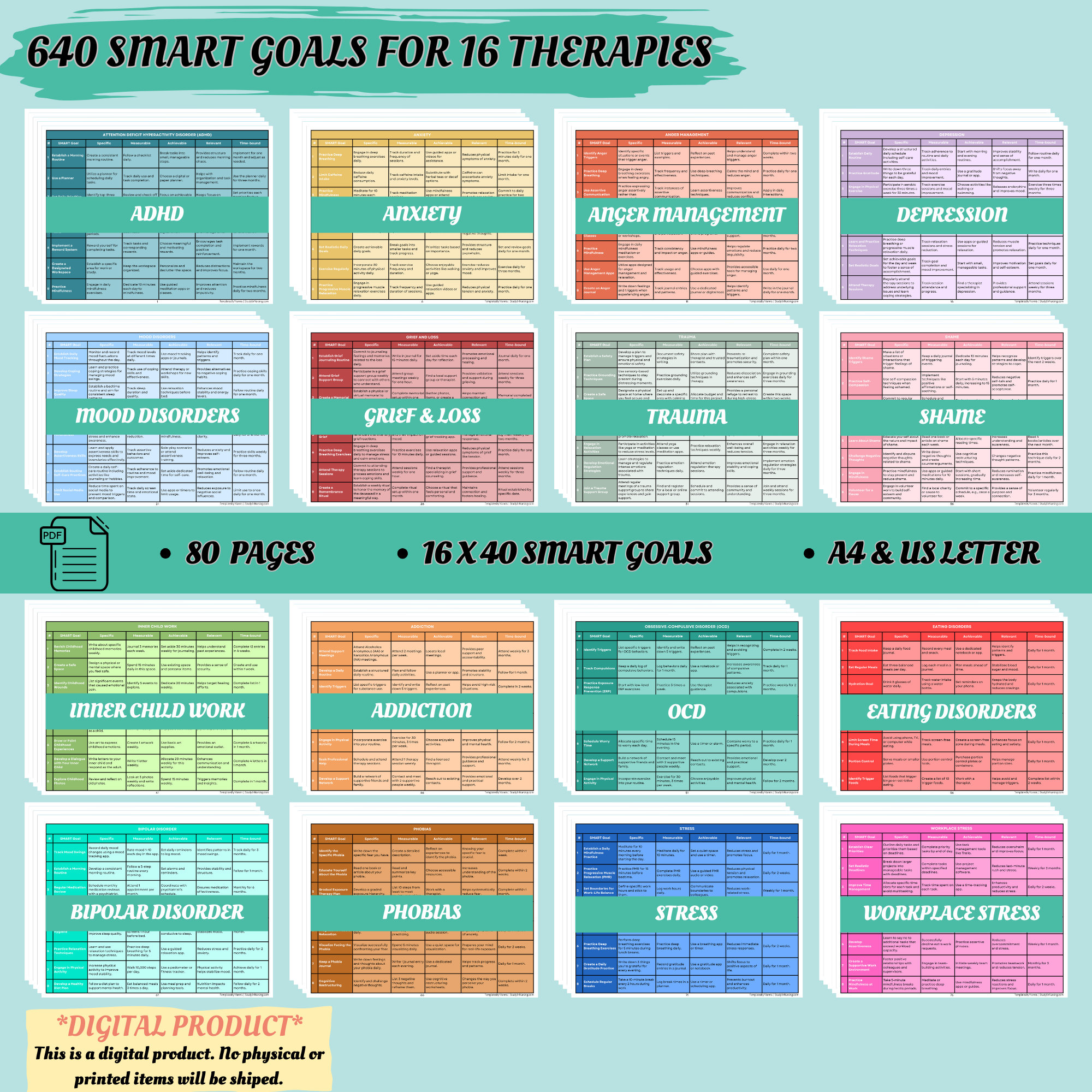 Therapy SMART Goals and Interventions Cheat Sheet | Clinical Planner ...