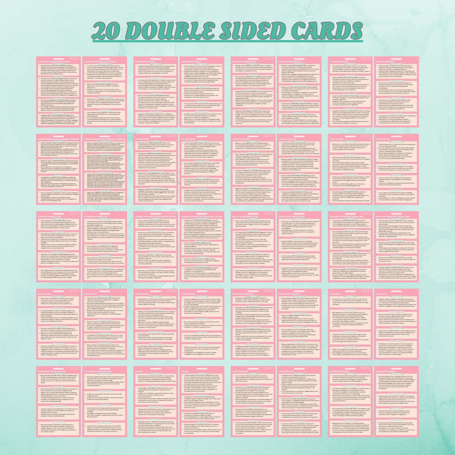 Pathophysiology Flashcards Bundle Disease Study Cards Medical School ...