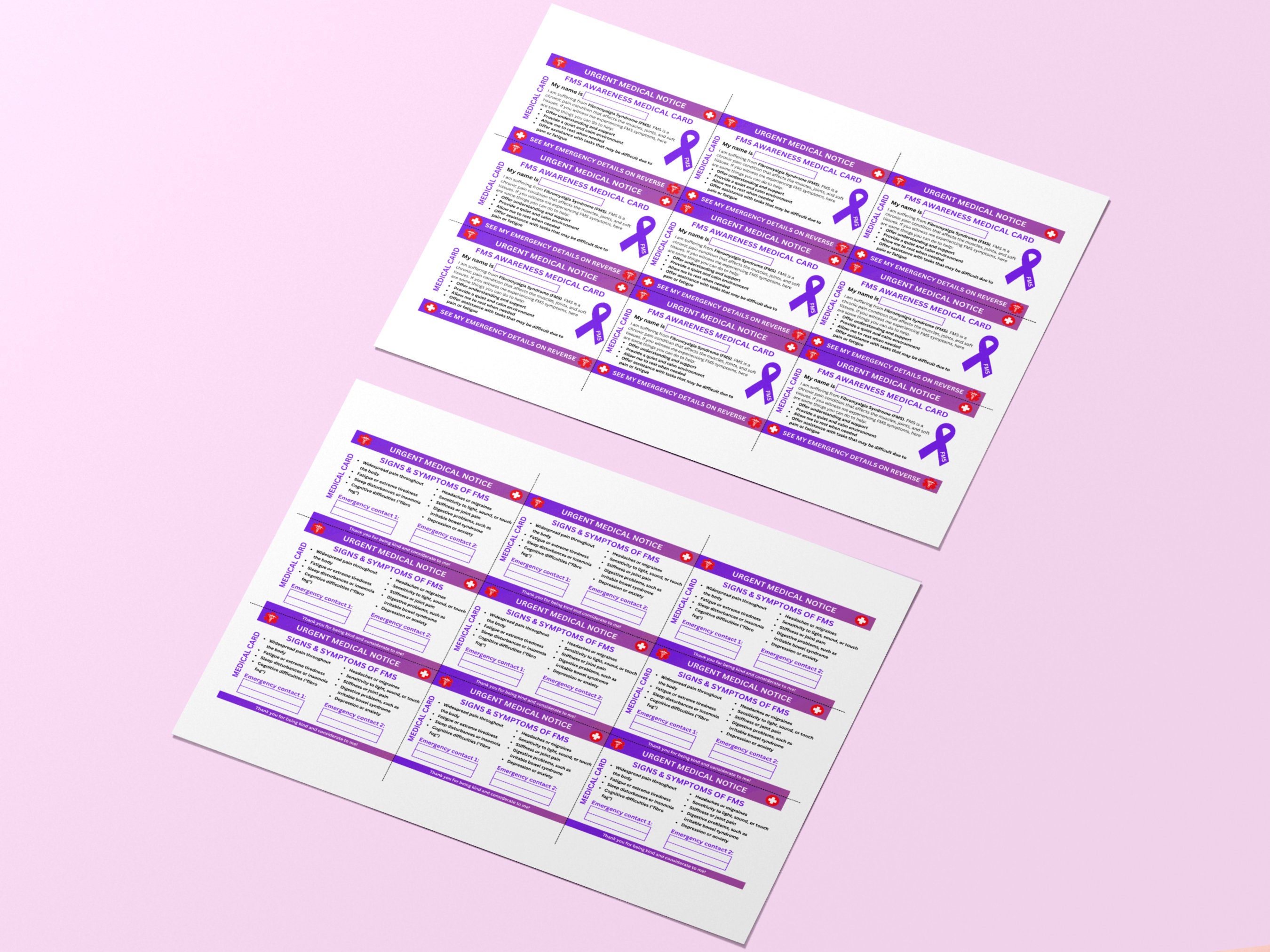 FMS Awareness Emergency Medical ID Card Health Id Card - Etsy