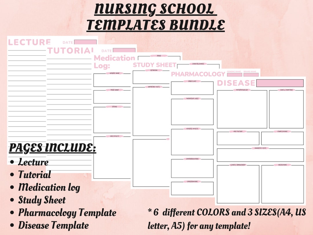 Nursing School Templates BUNDLE | Nurse Student Study Guide | Nursing ...