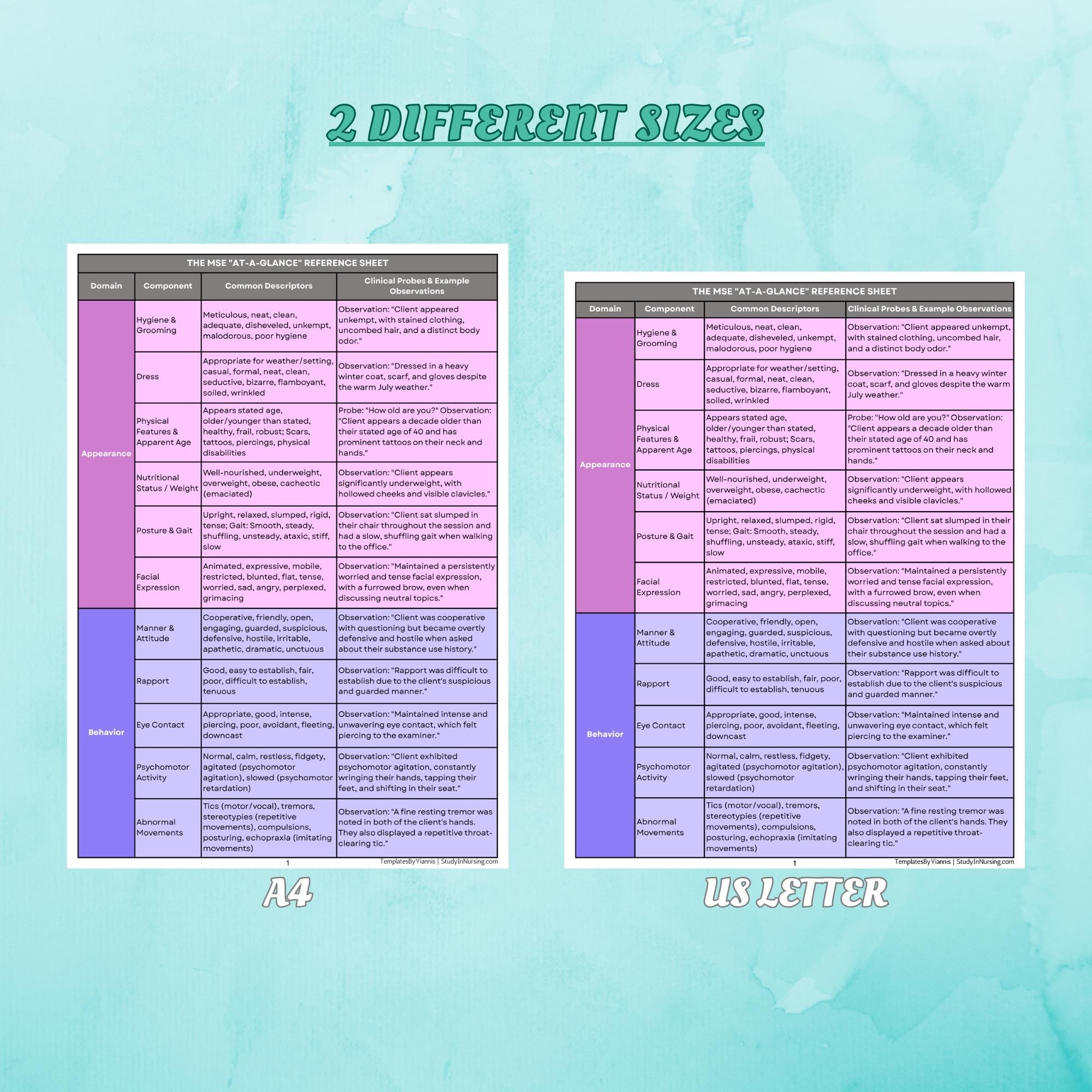 Mental Status Exam Reference Guide: MSE Cheat Sheet and Templates With ...