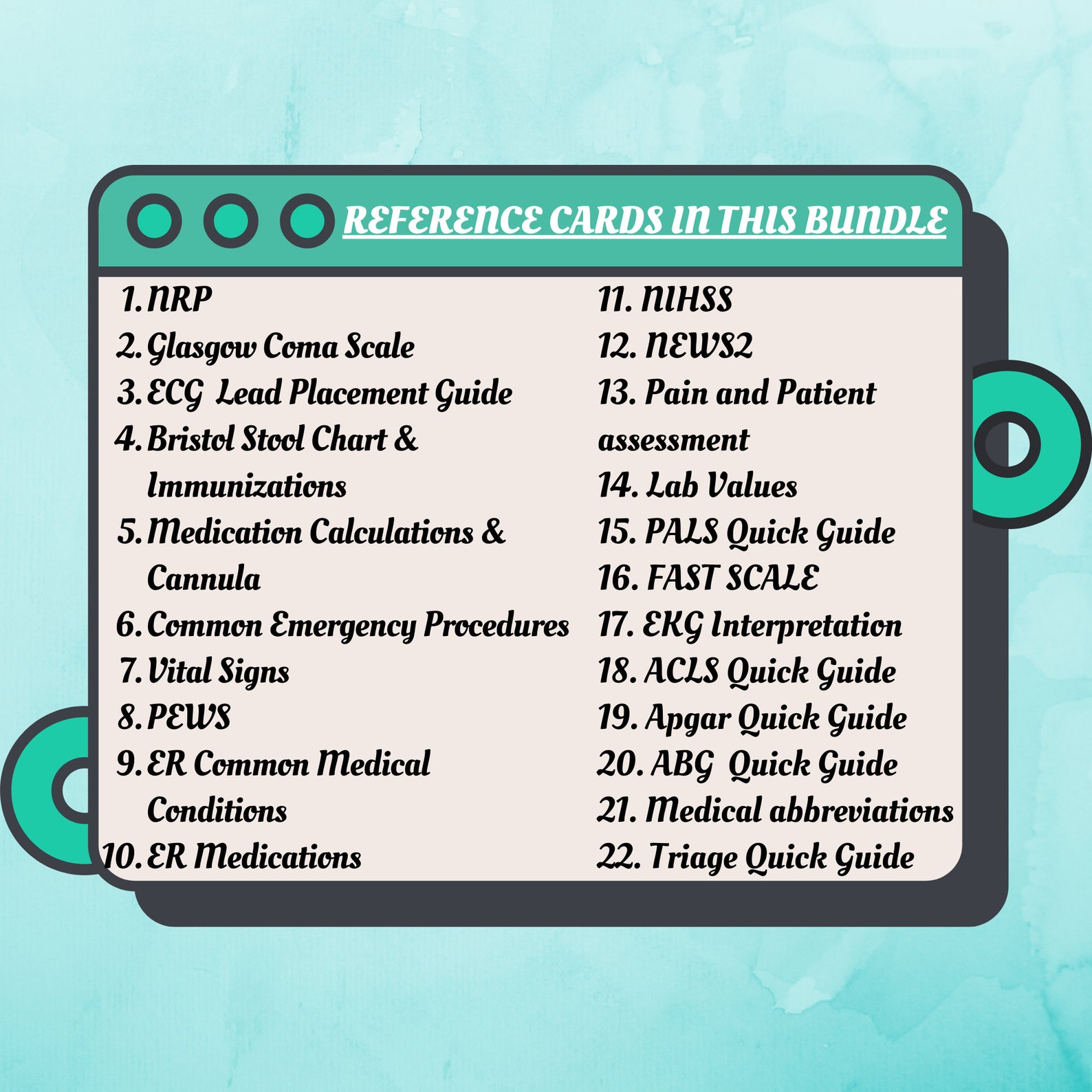 Complete Nursing Badge Cards Bundle Emergency Nurse Reference Cards Ekg ...