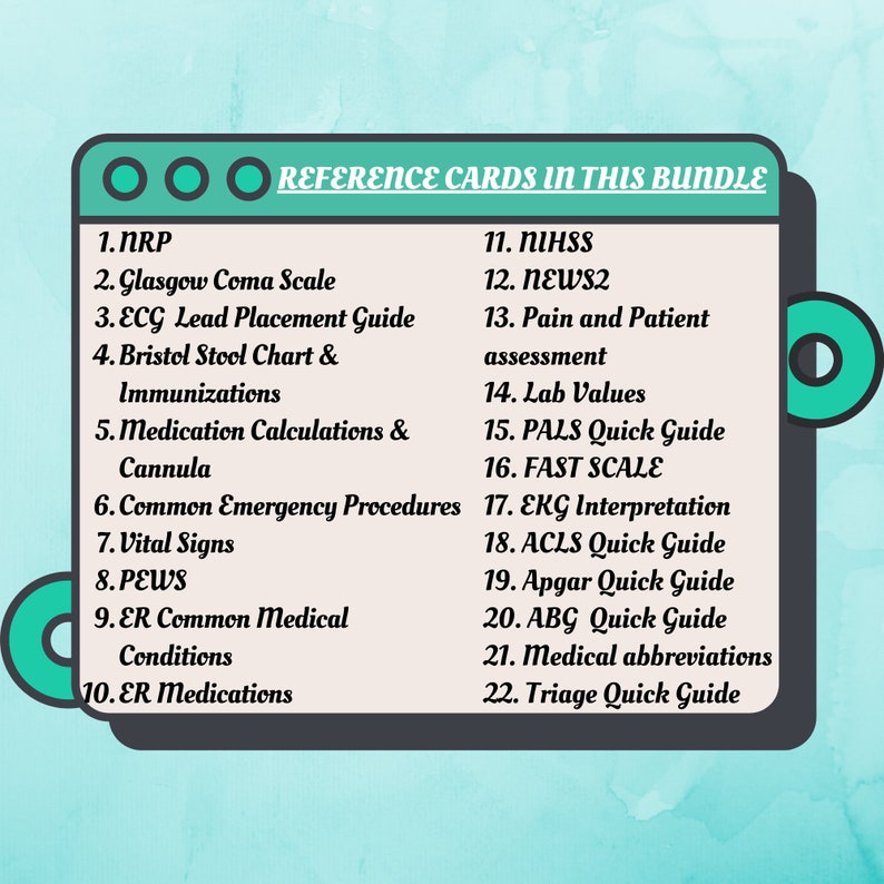Complete Nursing Badge Cards Bundle Emergency Nurse Reference Cards Ekg ...