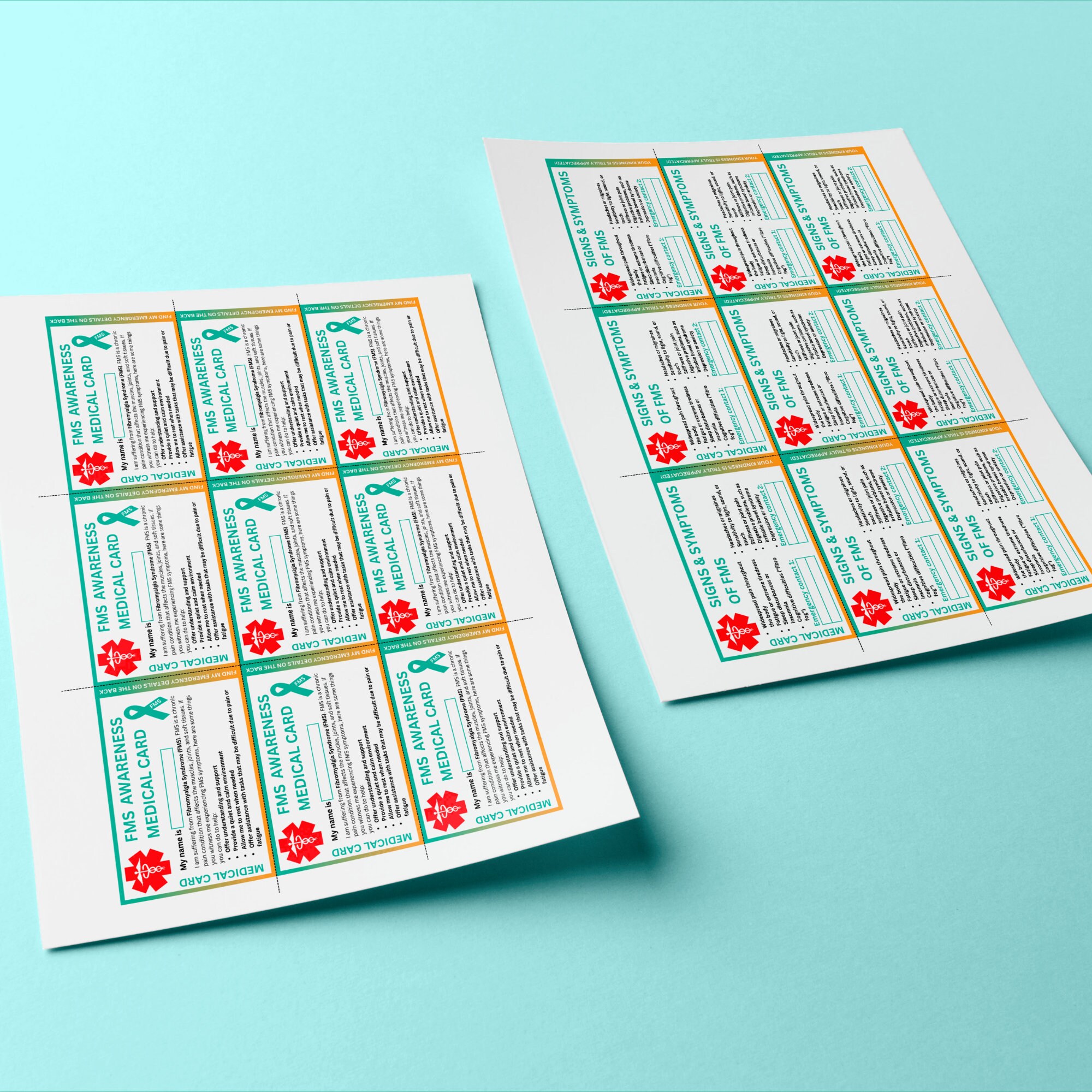 FMS Awareness Emergency Medical ID Card Health Id Card Fibromyalgia ...