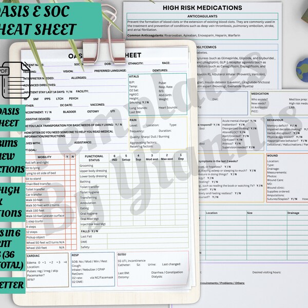 Home Health Cheat Sheets - Etsy