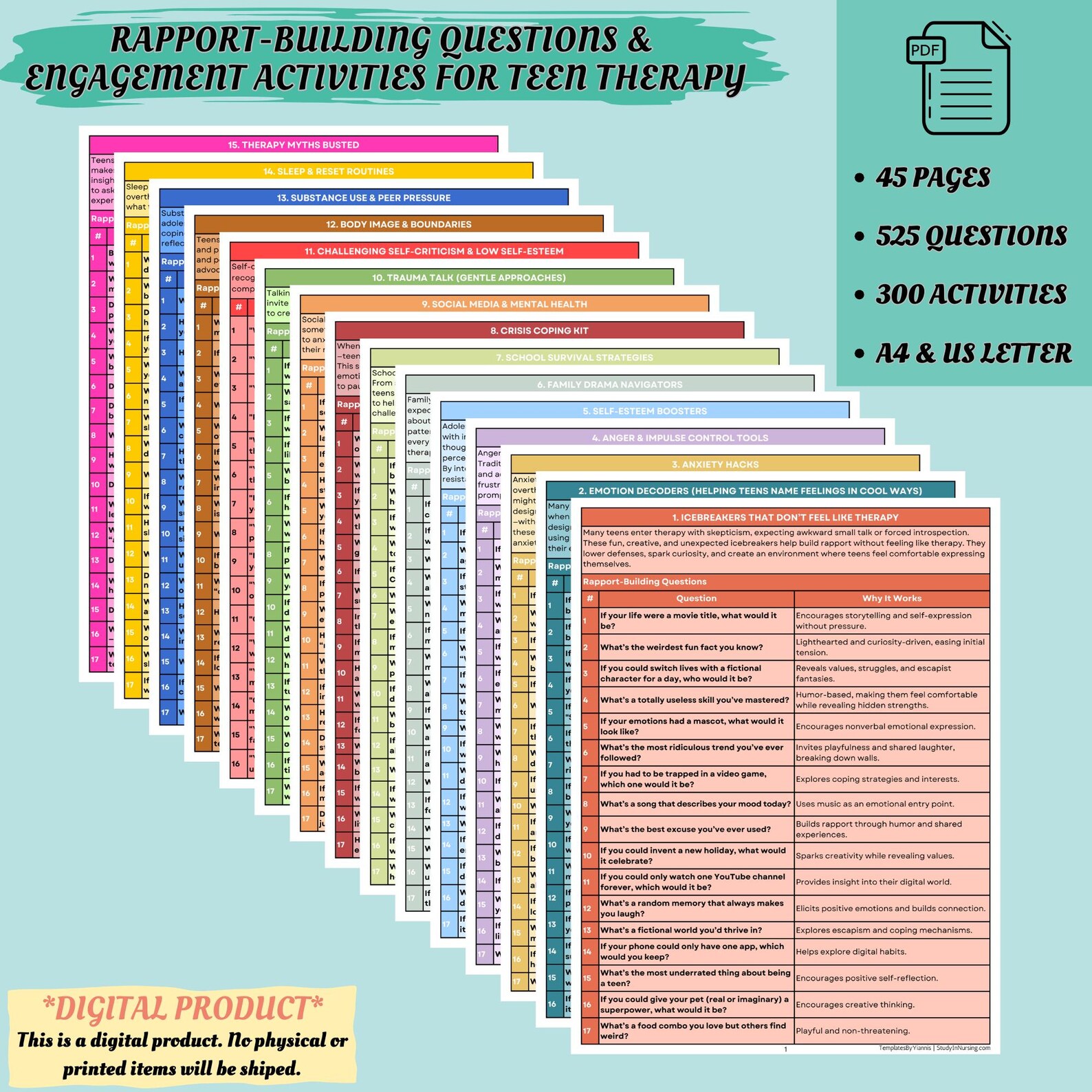 Teen Therapy Rapport Building Questions: Icebreakers & Engagement ...